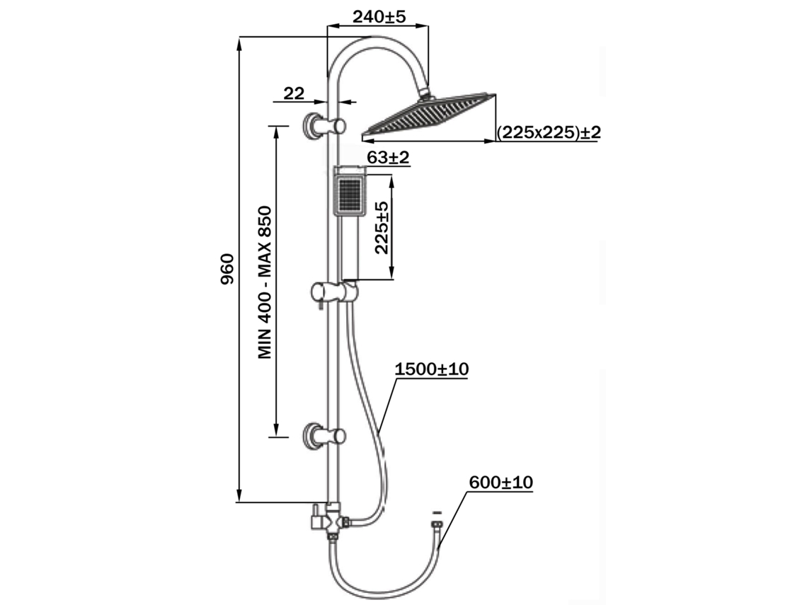 Conjunto de Duche INVENA de Casa de Banho em Aço Inoxidável Cromado com ...