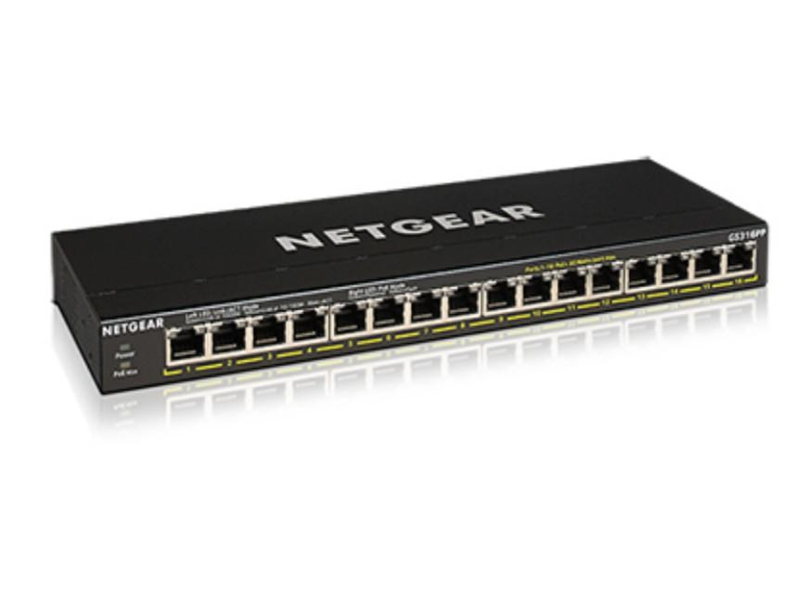 Netgear Gs316Pp Não-Gerido Gigabit Ethernet 10/100/1000 Preto Apoio ...