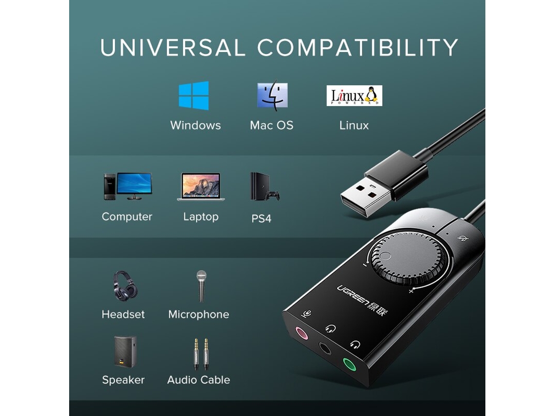 Microfone Externo de Interface Usb Ugreen SLOWMOOSE (Modelo Básico -15Cm) | Worten.pt
