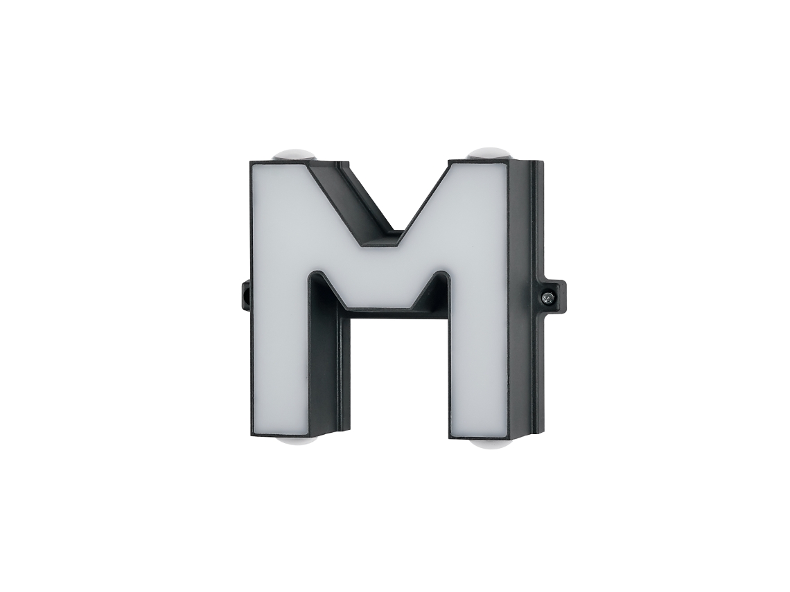Letra M Luminária de Parede Led 220V Alumínio para Letreiros 13*5,5Cm ...