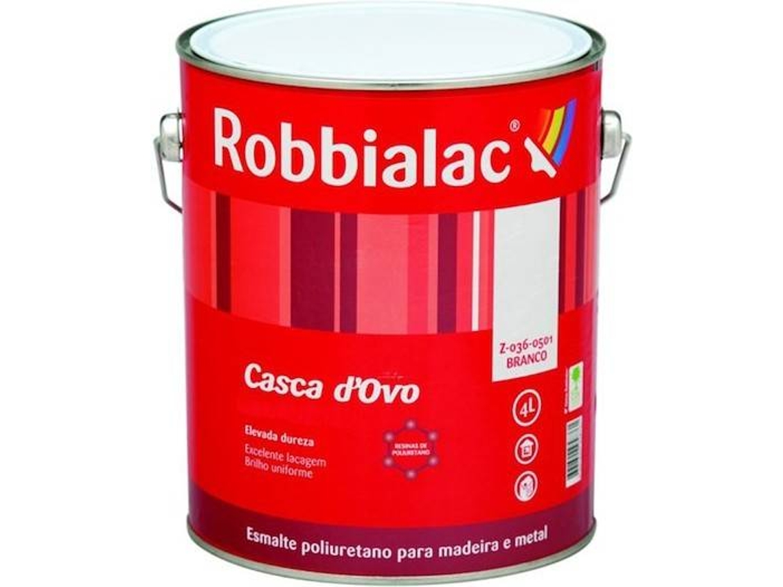 Esmalte Poliuretano para Madeira e Metal ROBBIALAC Casca de Ovo (Branco - 4 L) | Worten.pt