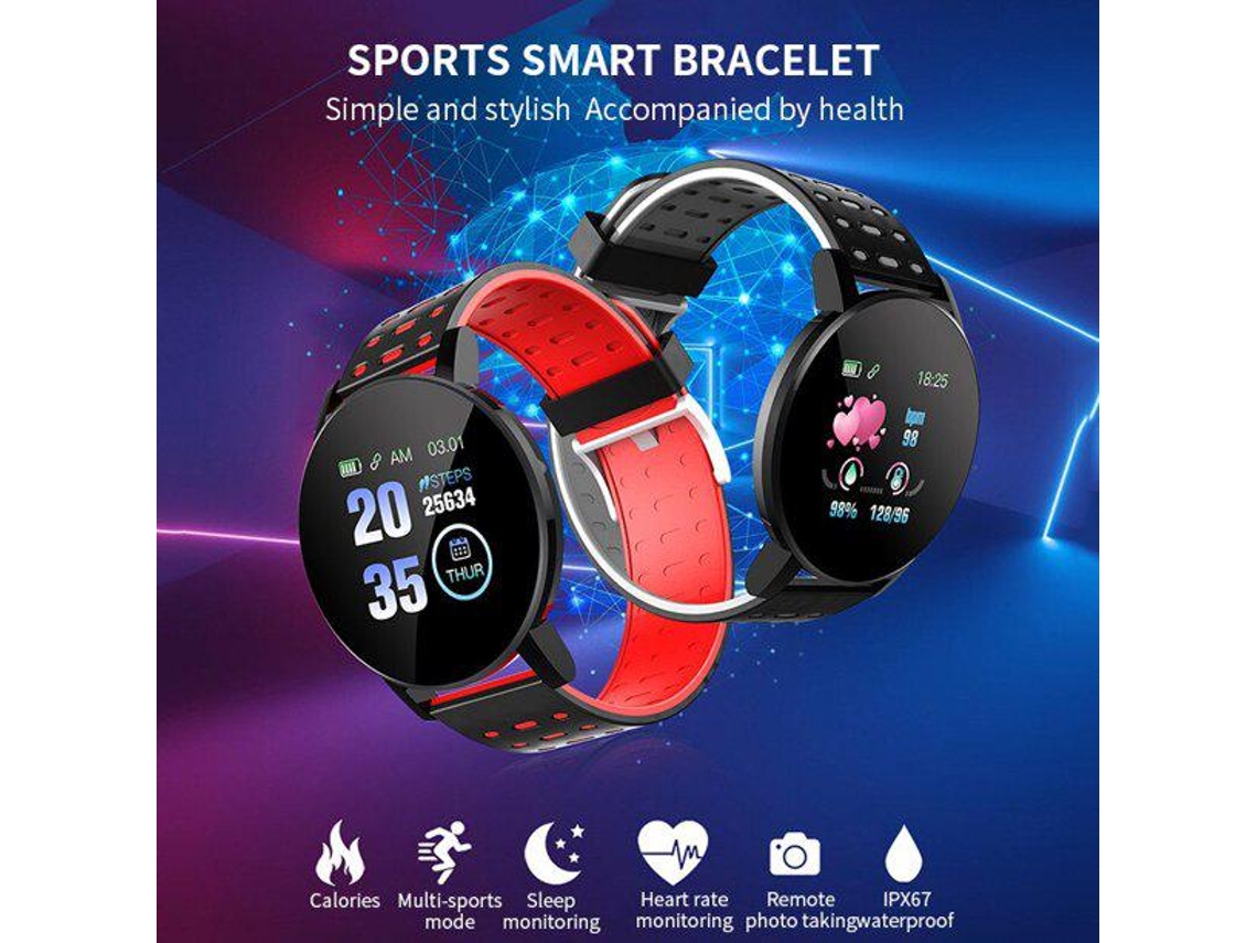 Smartwatch 119 Plus 1.3 Polegadas Ips Redondo Frequência Cardíaca + Pressão Arterial + Oxigénio ...