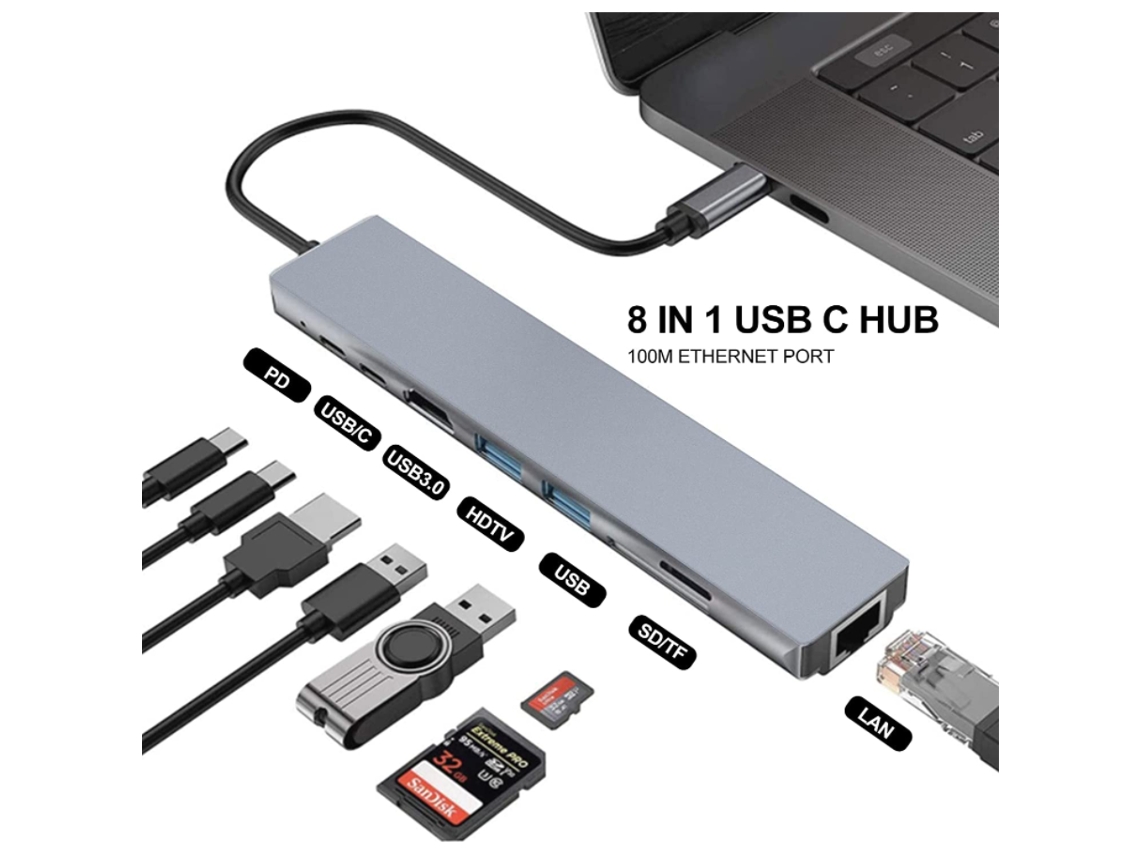 Adaptador Hub Usb C CHRONUS HDMI1218-Y30 Cinzento | Worten.pt