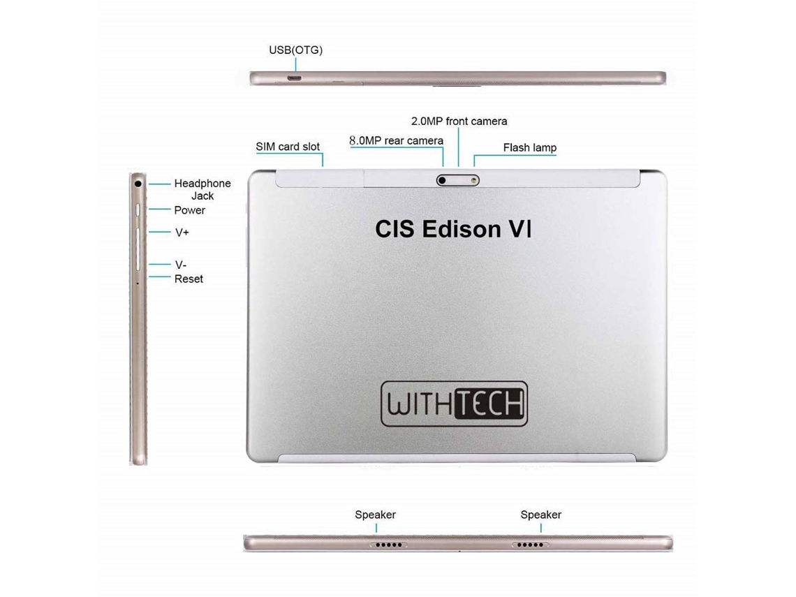 Tablet WITHTECH CIS EdisonVI (10'' - 6 GB - 64 GB RAM - Wi-Fi+4G ...