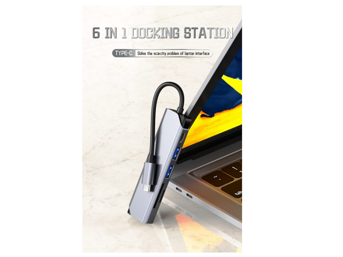 Adaptador Hub Usb C Multiport Adapter 6 In 1 Type C CHRONUS HDMI0214-Y1 ...