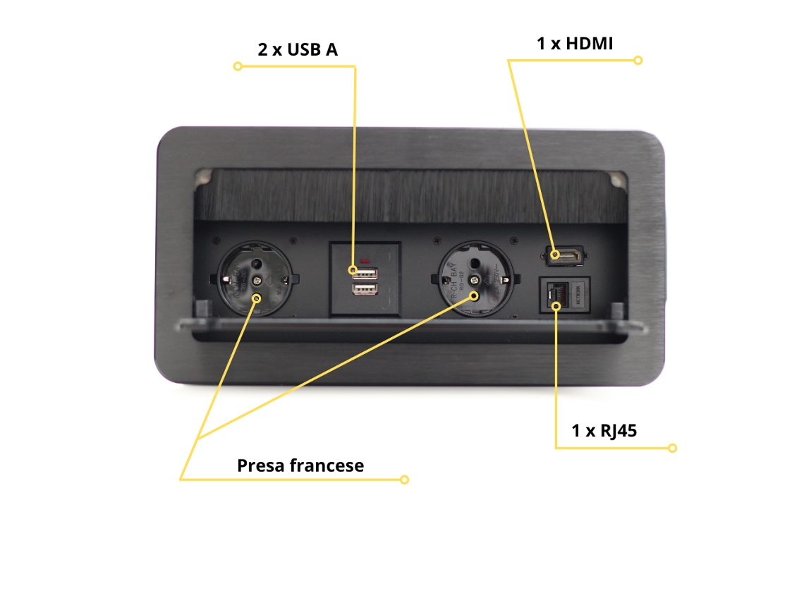 SCHUKO USB HDMI Rj45 - Tomada múltipla encastrada para secretária, sala ...