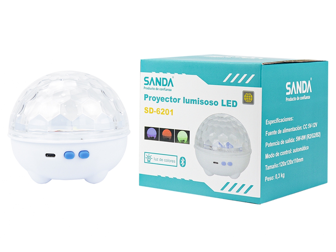 Projetor Luminoso Led Sd-6201 SANDA Branco | Worten.pt