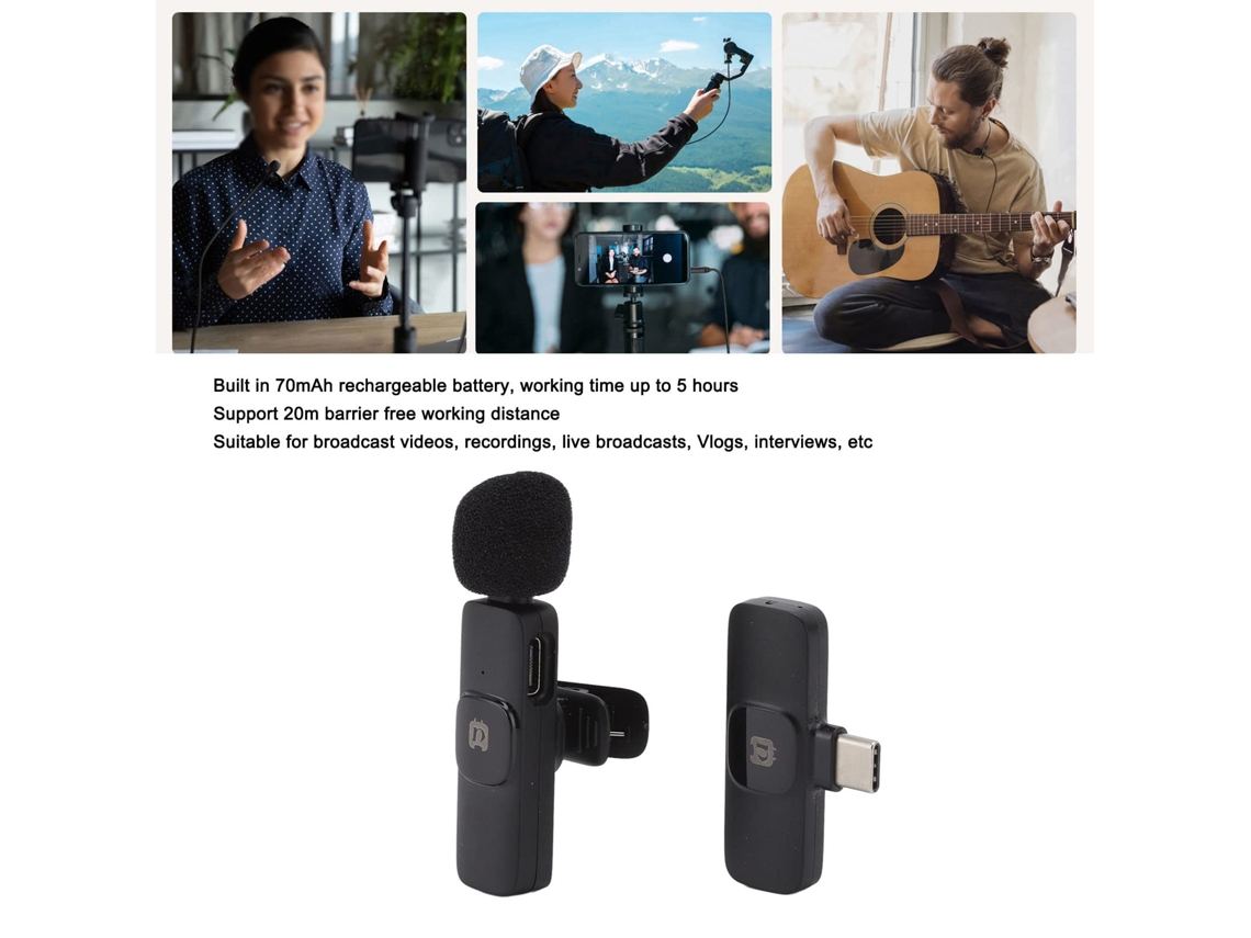 Microfone Cravate Sans Fils 2.4Ghz Micro Wireless Lapela 1 Emmetteur ...