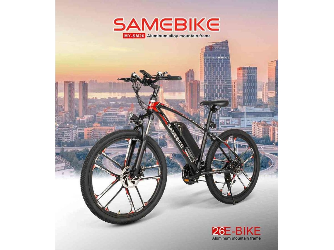 Bicicleta Elétrica SAMEBIKE My-SM26 Preto (Velocidade Máx: 30 km/h ...