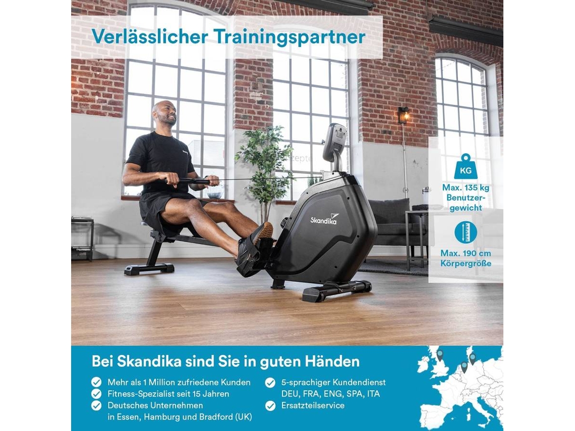 Máquina de Remo SKANDIKA Munin Dobrável Resistência Magnética 16 ...