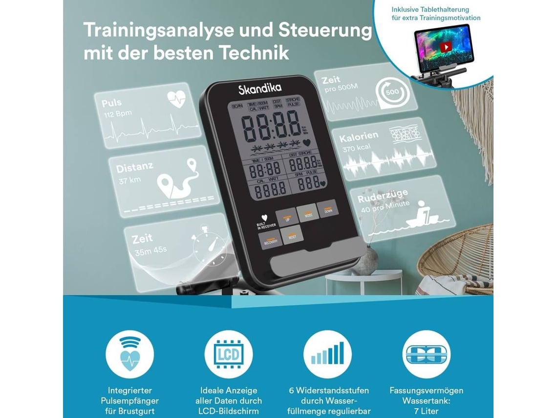 Máquina de Remo SKANDIKA aquático Mora Kinomap App Bluetooth | Worten.pt