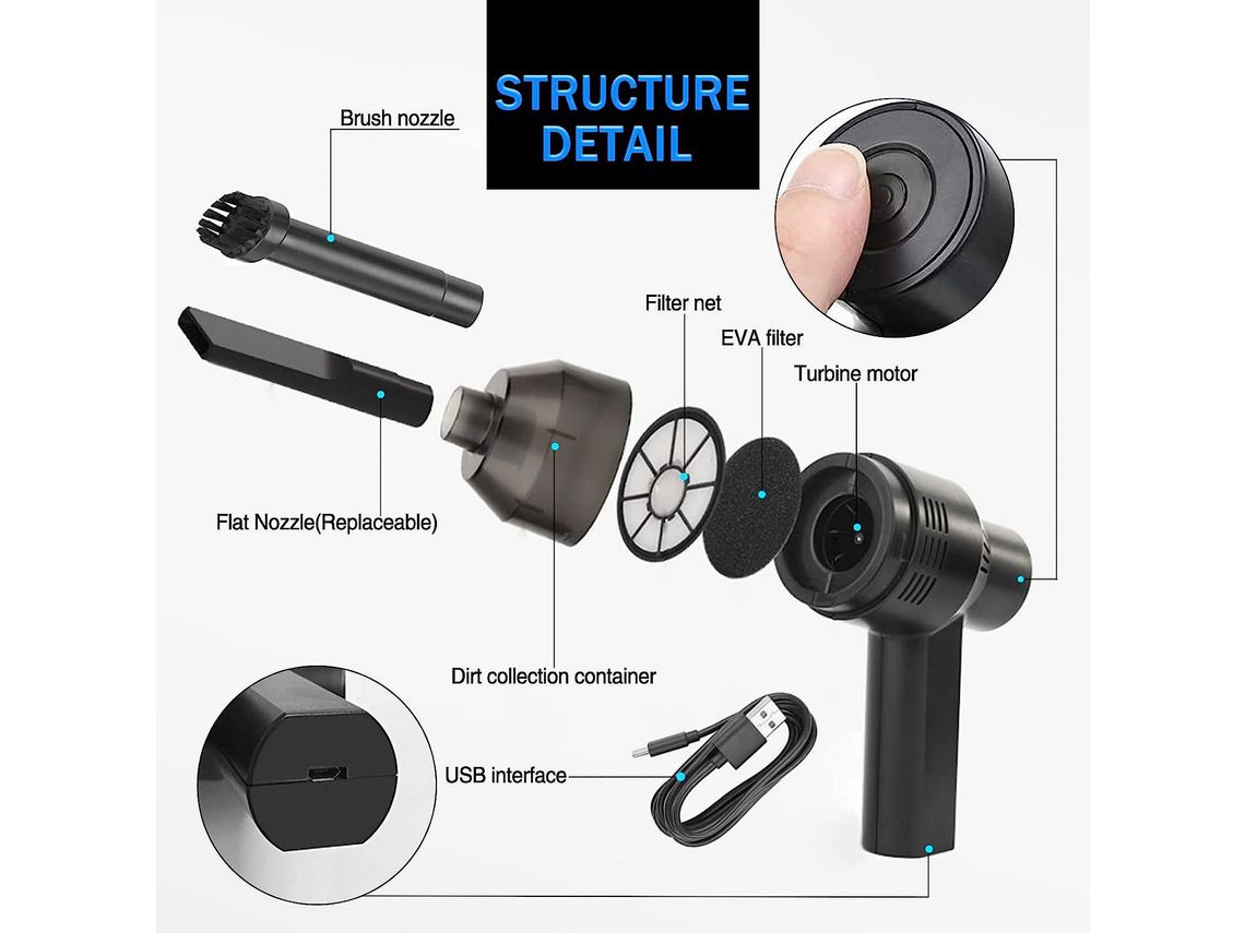Computer Keyboard Vacuum Cleaner Mini Rechargeable Powerful Cordless ...