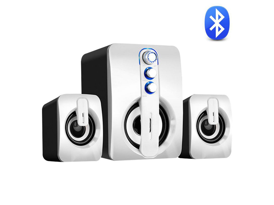 ELKUAIE Colunas de Computador Coluna Bluetooth com Graves Estéreo ...