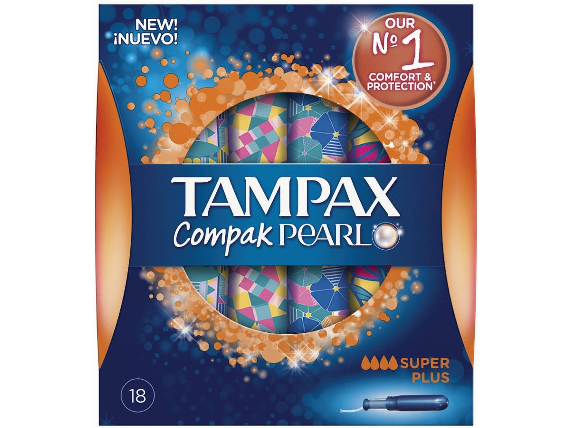 Tampões TAMPAX Pearl Compak Super Plus (18 un) | Worten.pt