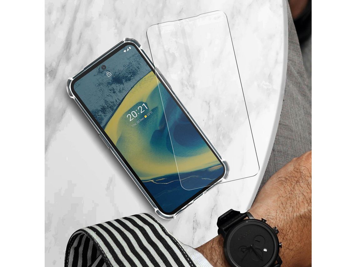 Pack de protecção Nokia XR20 capa macia e vidro temperado Transparente ...
