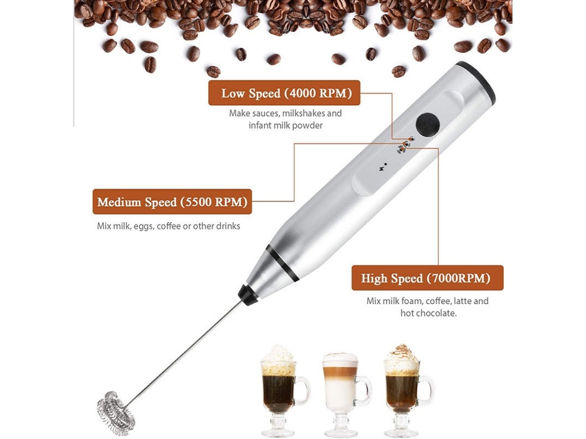 Batedor de Leite Elétrico sem Fio Portátil Usb para Cappuccino | Worten.pt