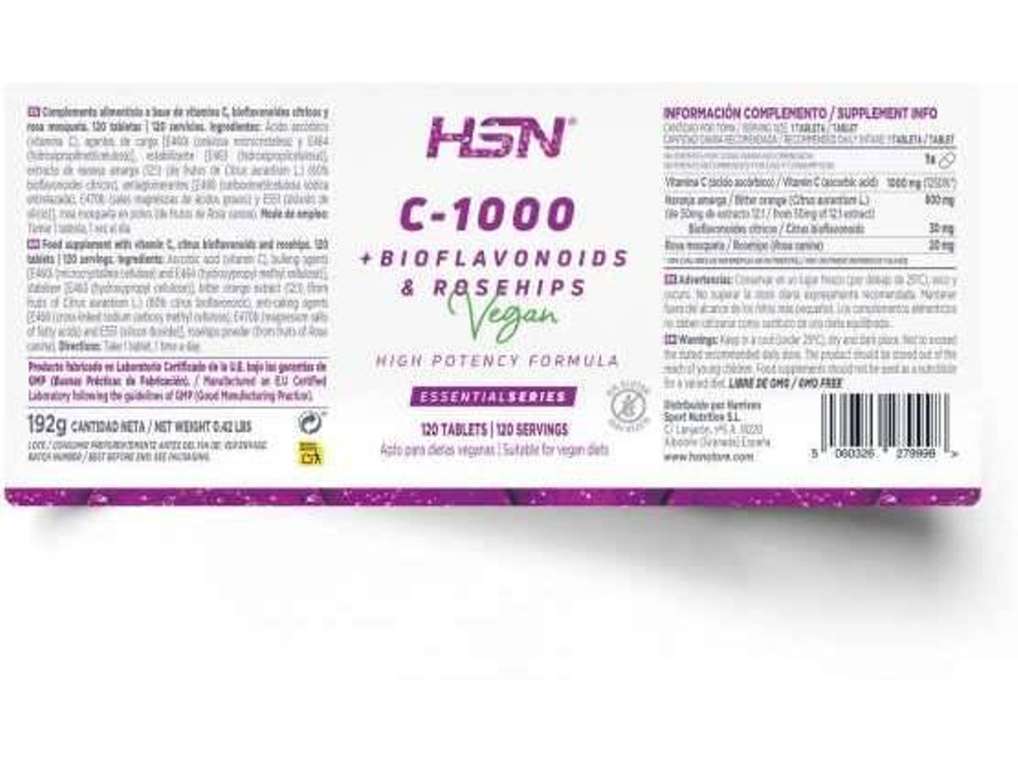 Suplemento Alimentar HSN Vitamina C + Bioflavonoides + Rosa Mosqueta ...