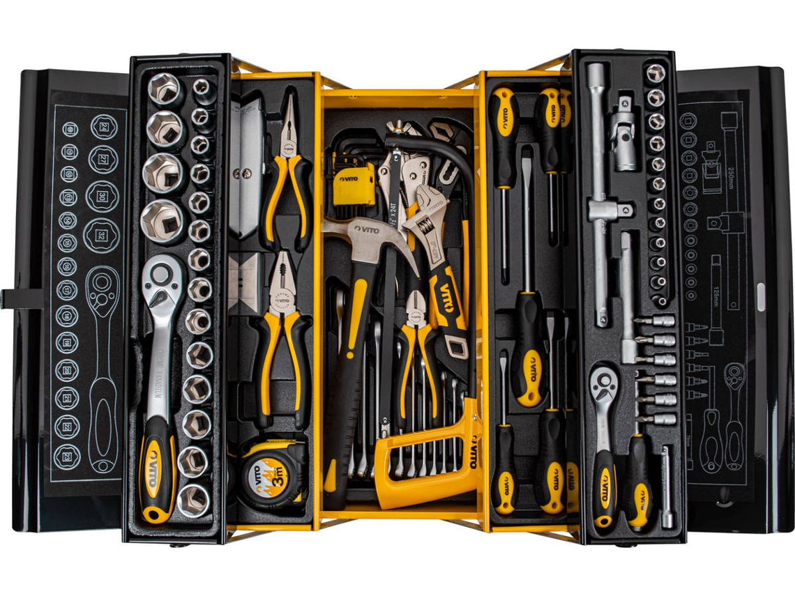 Mala de Ferramentas VITO Caixa Metálica Com Ferramentas 89 Peças ...