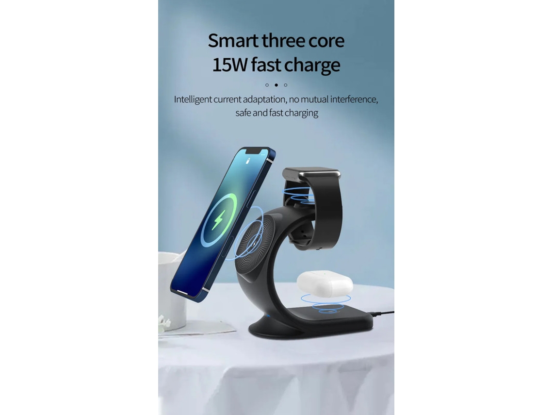 Carregador Wireless 15W CHRONUS 3 em 1 Branco | Worten.pt