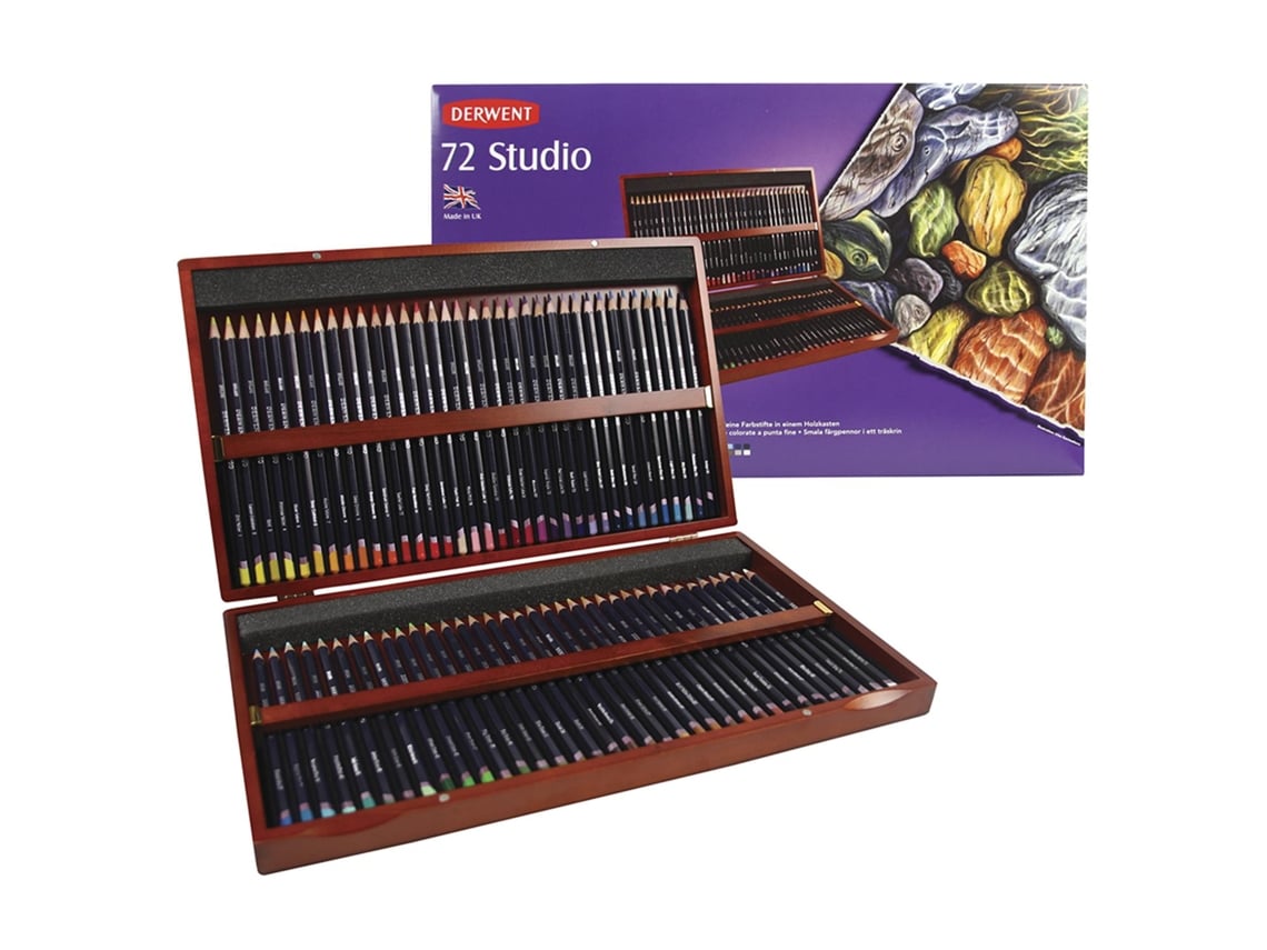 Lápis de Cor DERWENT Caixa de Madeira Studio (72 Cores) | Worten.pt