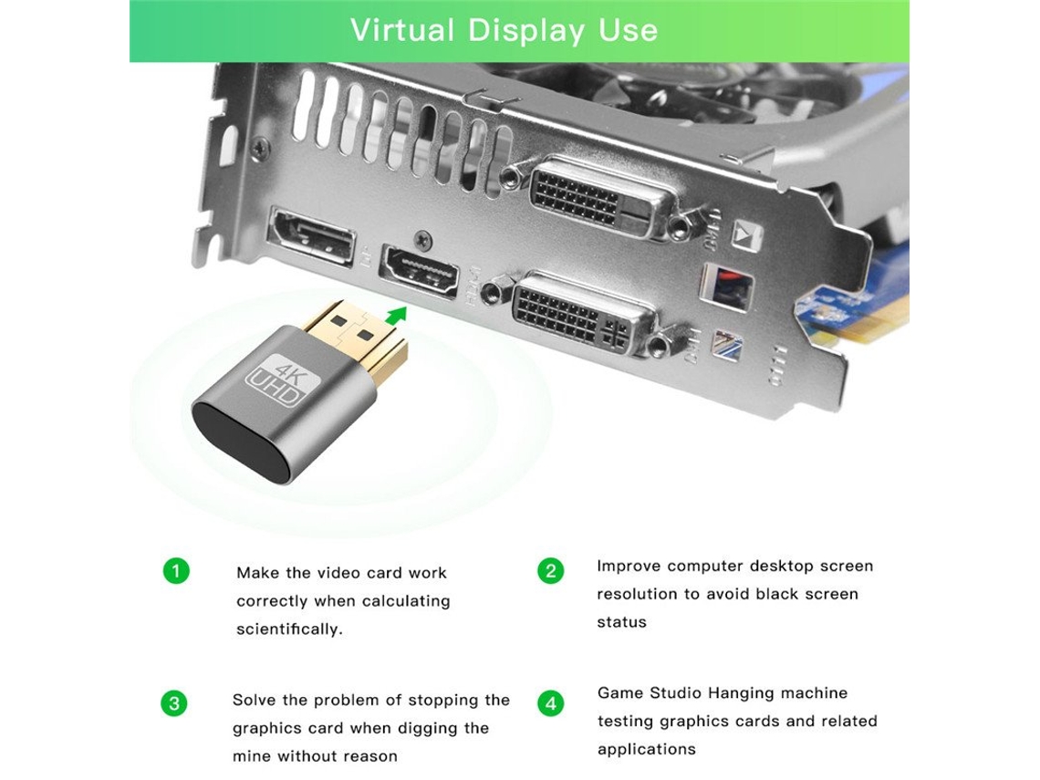 Display Virtual Hdmi 4K Hdmi Ddc Edid Plug Falso Edid Display Cinza | Worten.pt