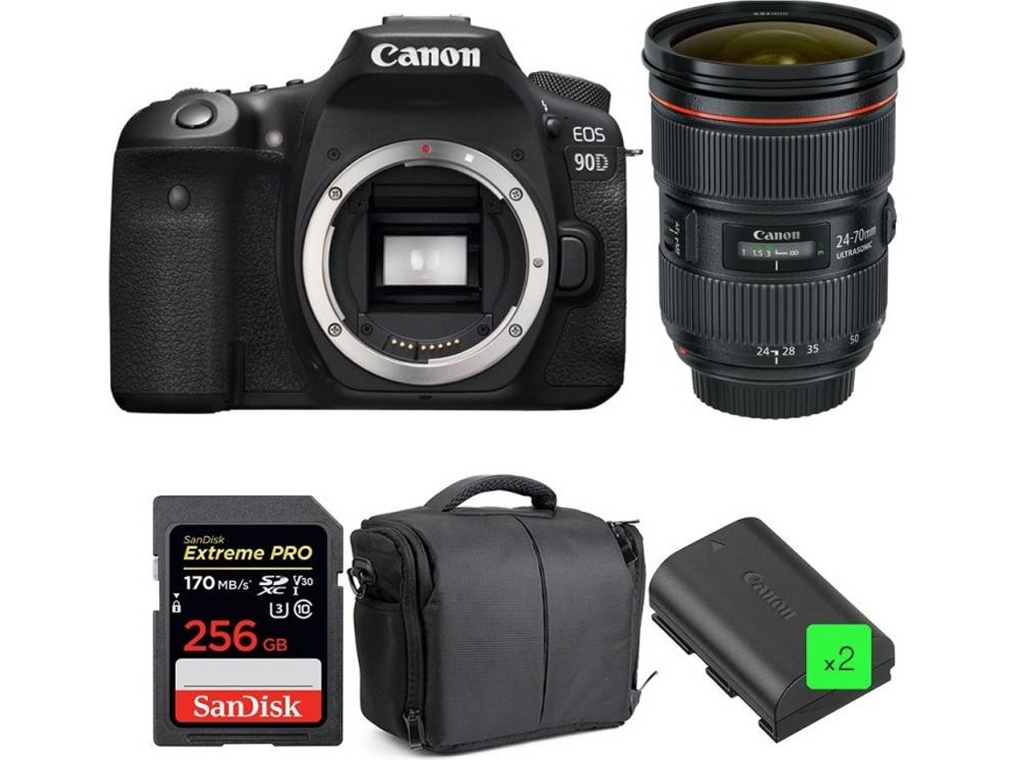 Kit Máquina Fotográfica CANON EOS 90D + EF 24-70mm f/2.8L II USM (APS-C ...