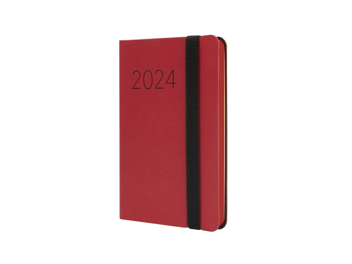 Agenda Semanal A7 2024 FINOCAM Lisa com Elástico Vermelho 883303024 F2 ...