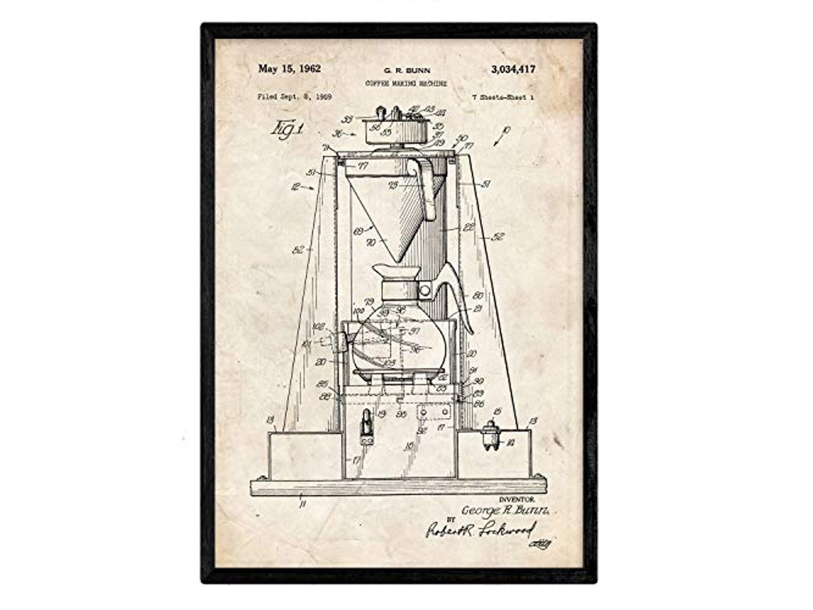 Póster NACNIC de Patente da Máquina de Café. Perda com Design Antigo de ...