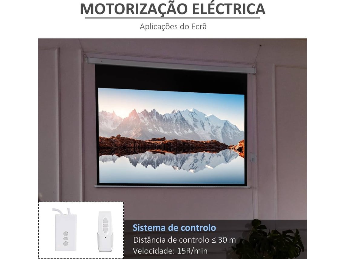 Homcom Ecrã De Proyector Eléctrica 100 Pulgadas Ecrã De Proyección ...