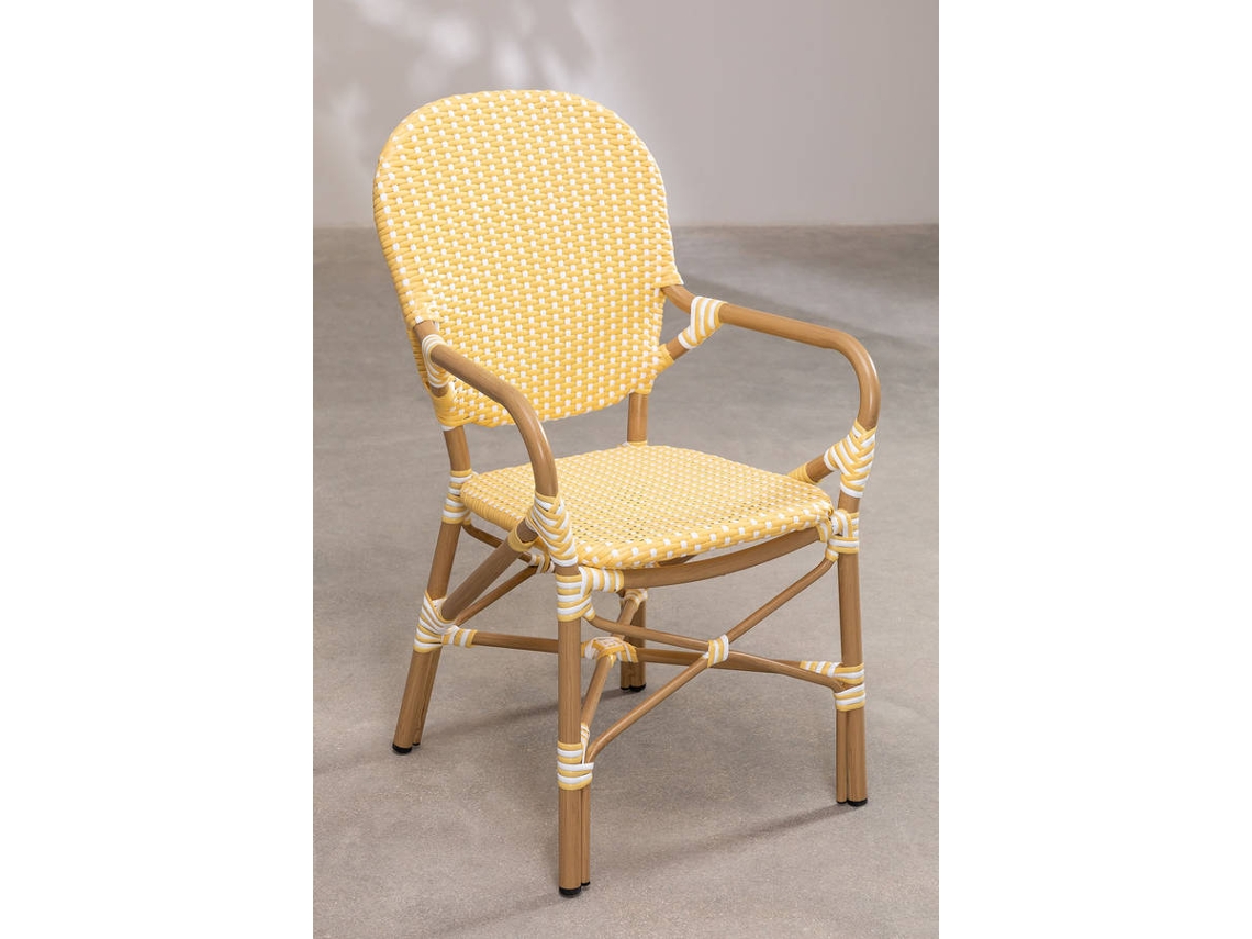 Cadeira de Jardim SKLUM Alisa (Amarelo - Rattan - 92x55x60 cm) | Worten.pt