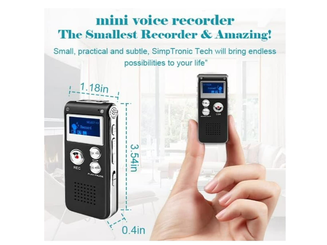 Mini Gravador de Voz para Palestras Reuniões Classe -8Gb Digital Ativar ...