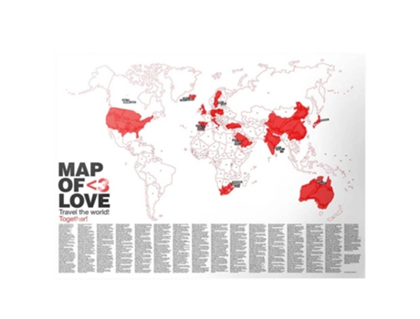 Mapa AWESOME MAPS Do amor for couples to commemorate relationship ...