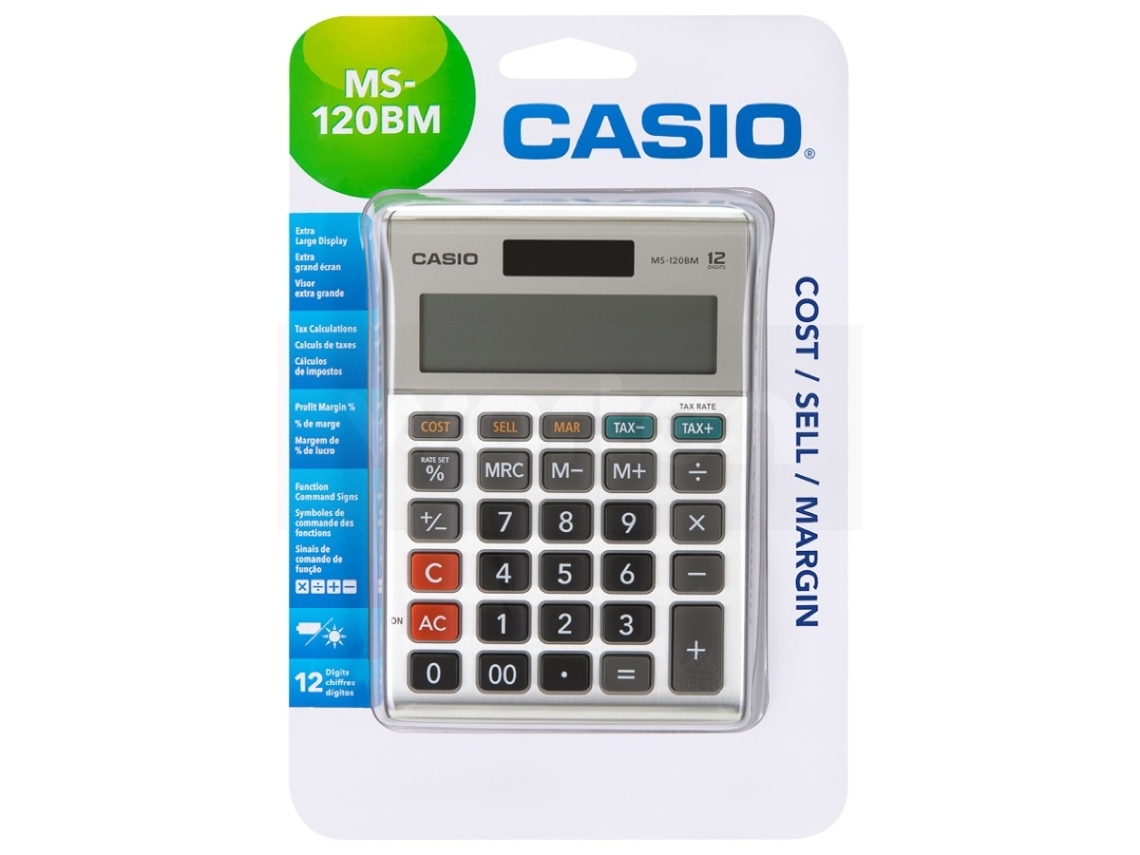 Calculadora Básica CASIO MS-120 BM Cinzento (12 dígitos) | Worten.pt