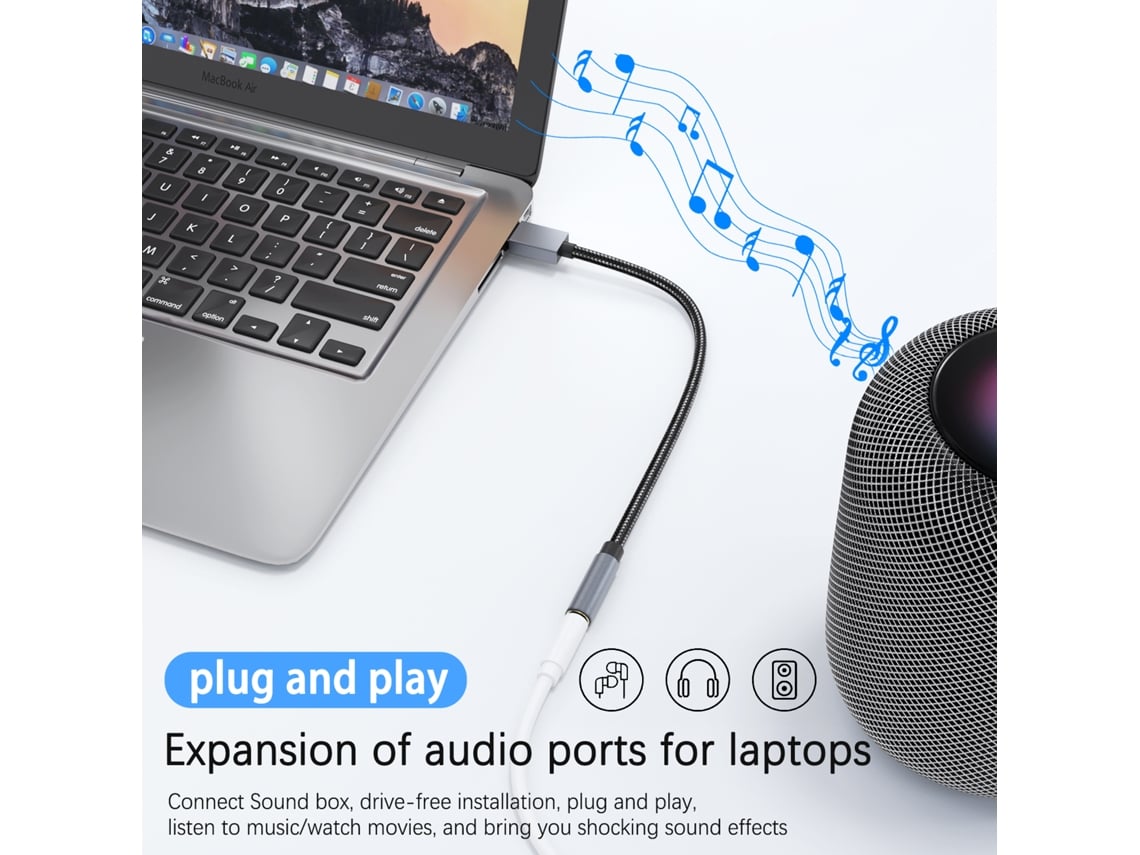 Adaptador de Áudio INF Usb para Conector de 3,5 Mm Cinza | Worten.pt