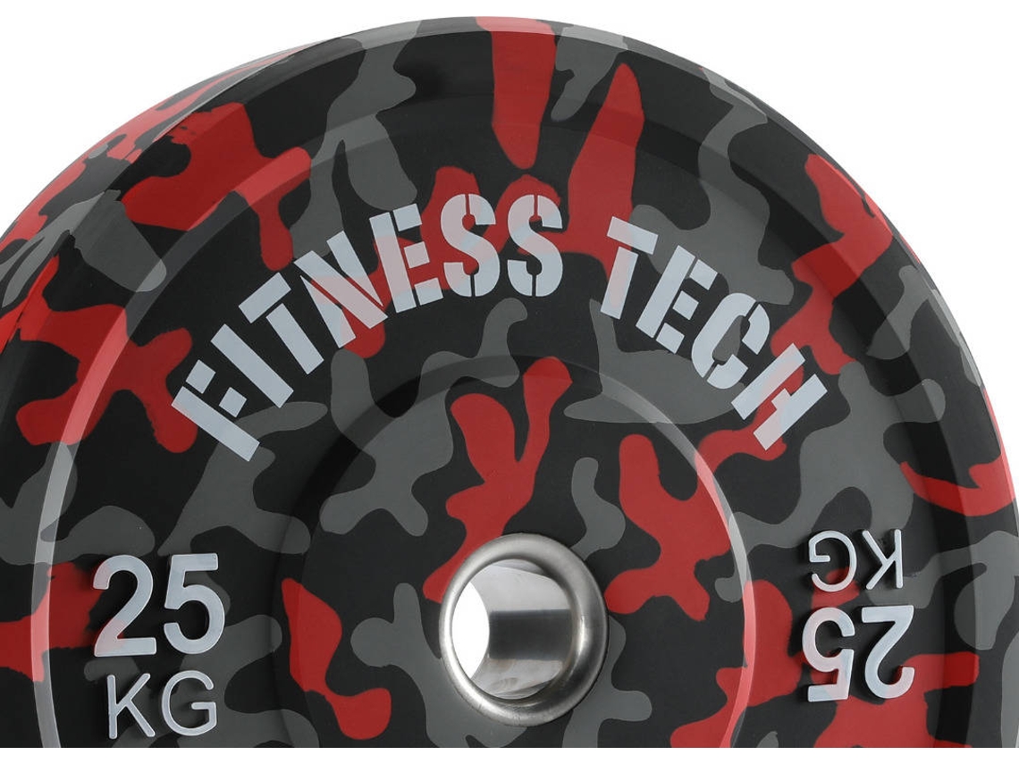 Disco de Musculação FITNESS TECH Camuflagem Vermelho (25 kg) | Worten.pt