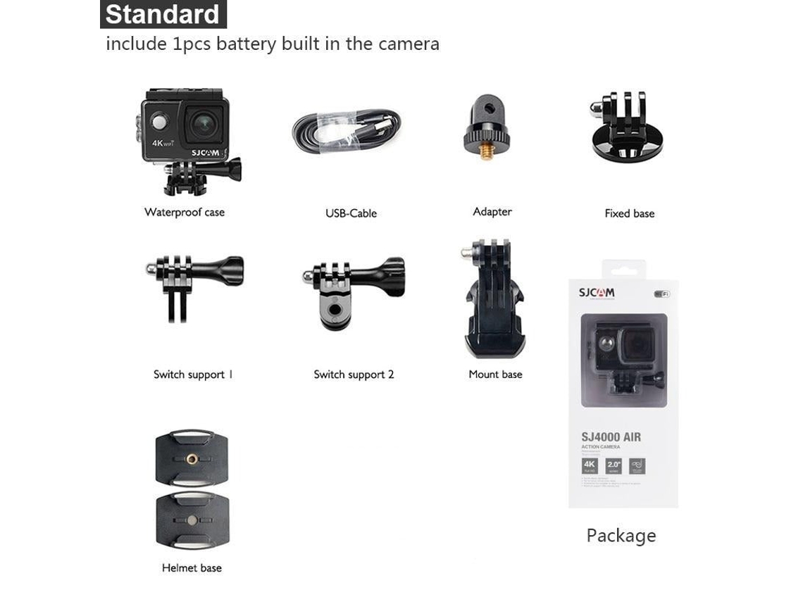 Action Cam SLOWMOOSE Air Action Tela LCD À Prova de Água (Wi-Fi - 4K ...