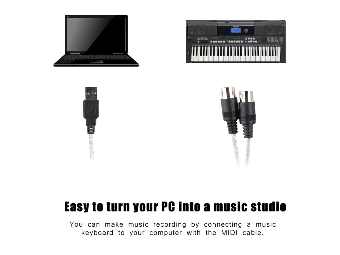 Midi To Usb Cable Converter Midi Interface Adapter Cable Keyboard Music ...