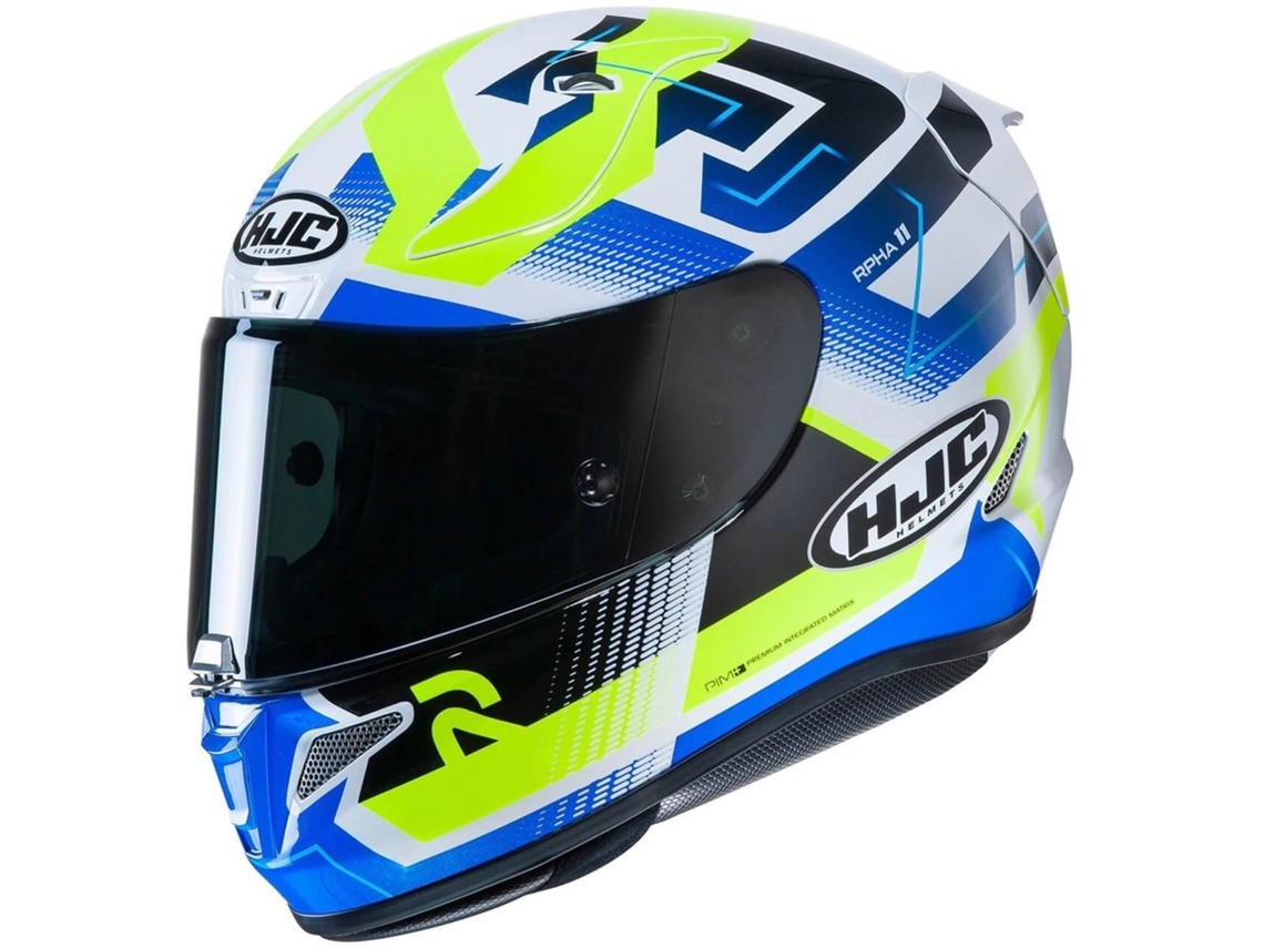 Capacete HJC RPHA 11 Nectus Cor Branco-azul-amarelo fluorescente ...