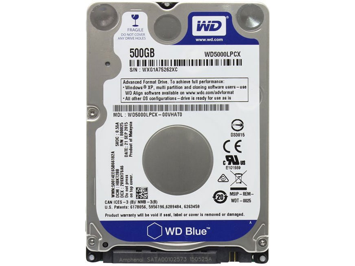 Disco HDD Interno WD Blue (500 GB - SATA - 5400 RPM) | Worten.pt