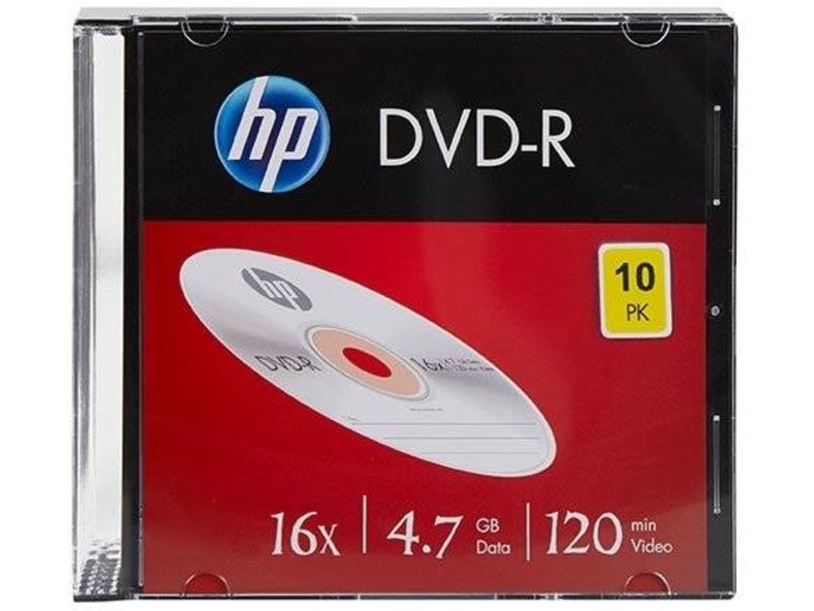 DVD+R HP 120Min 4,7GB Slim Case (10 unidades) | Worten.pt