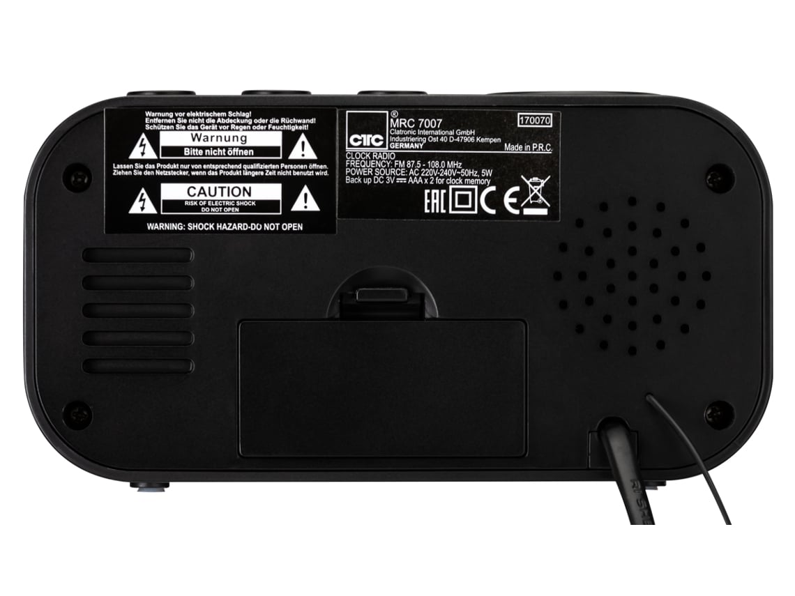 Rádio Despertador CLATRONIC MRC 7007 (Preto- Digital - Alarme Duplo ...