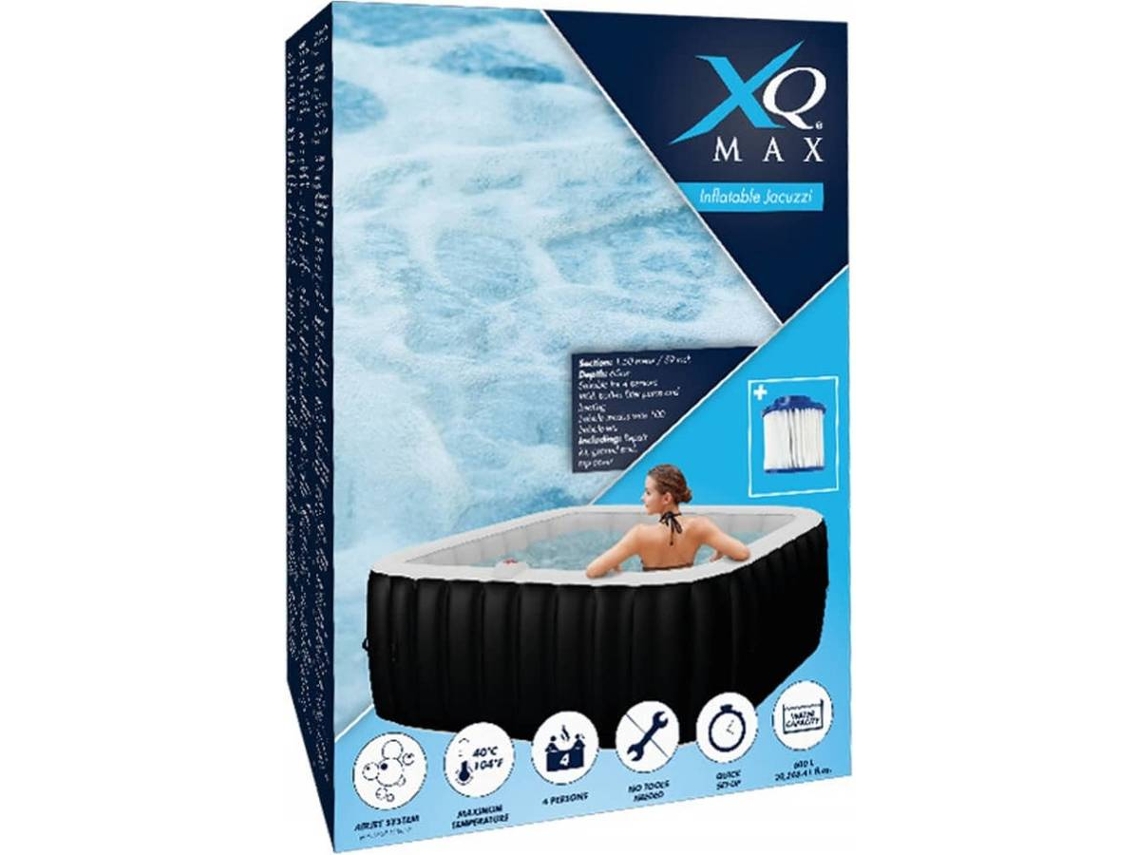 XQ Max Banheira hidromassagem insuflável 145x145x65 cm preto e branco ...