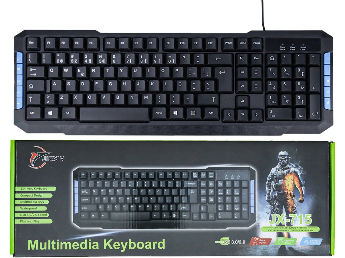 Teclado JIEXIN JX-715 (Cabo USB - Preto) | Worten.pt