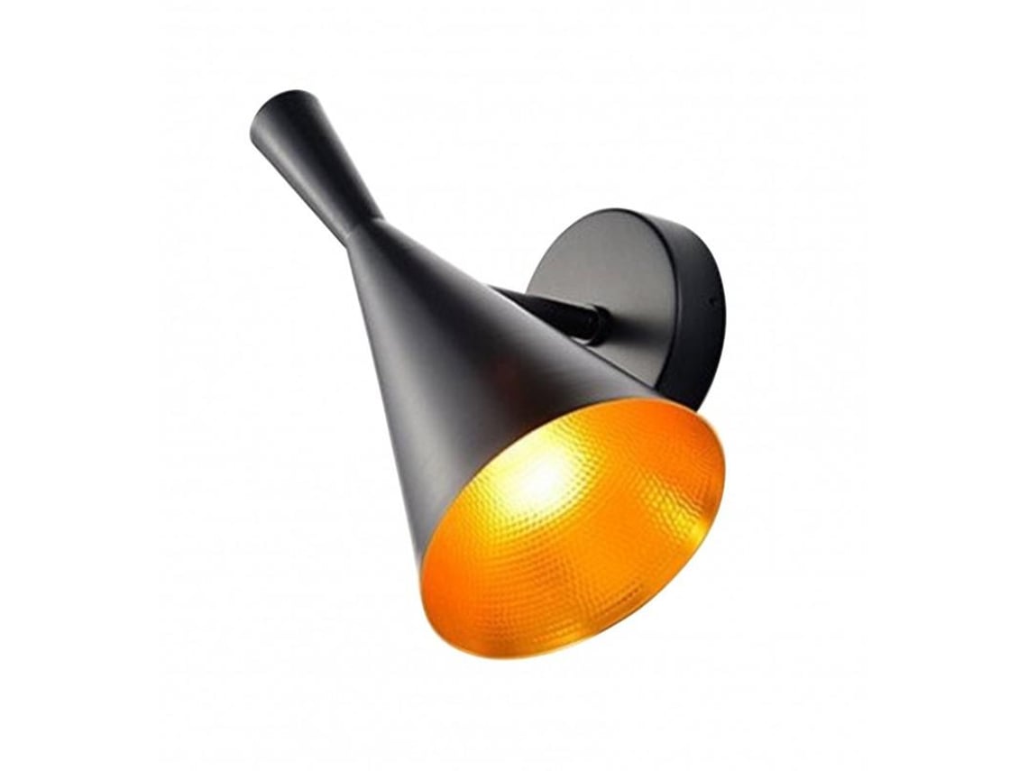 Aplique de Parede Funil Preto Orientável E27 | Worten.pt