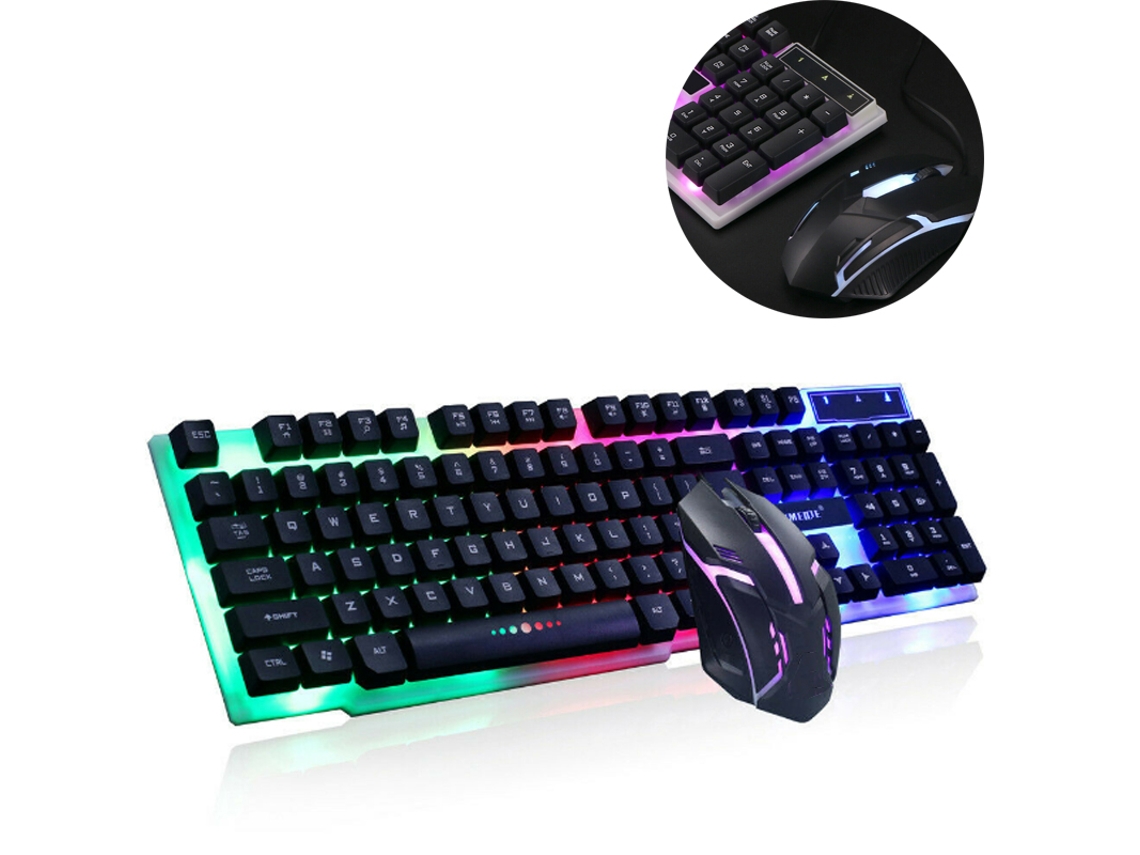 Teclado Gaming + Rato ELKUAIE Layout Retroiluminado Por Led (Inglês ...