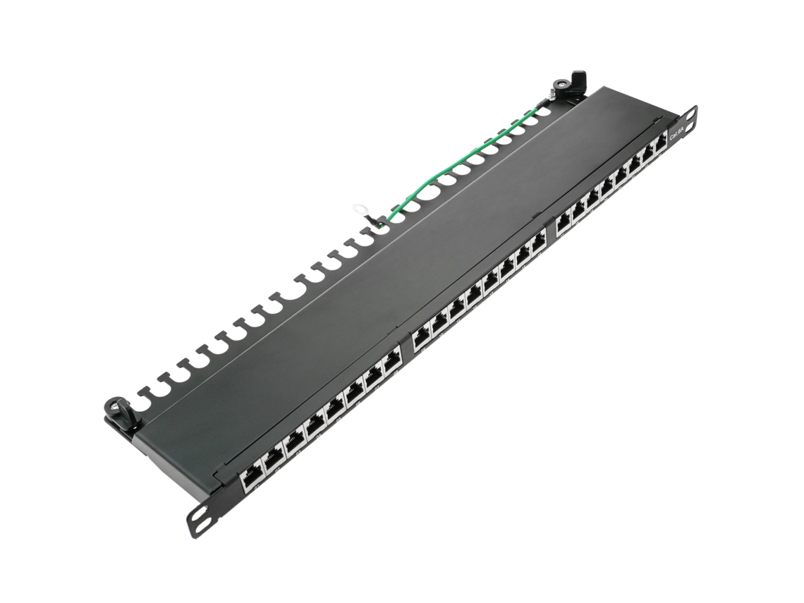 Patch panel rack 24 RJ45 Cat.6A FTP 0.5U preto com pente para ...