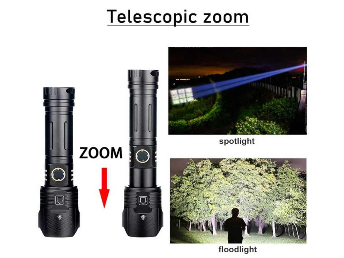 Lanterna CHRONUS Recarregável Usb Poderosa Xhp100 LED 10000 Lumens a ...