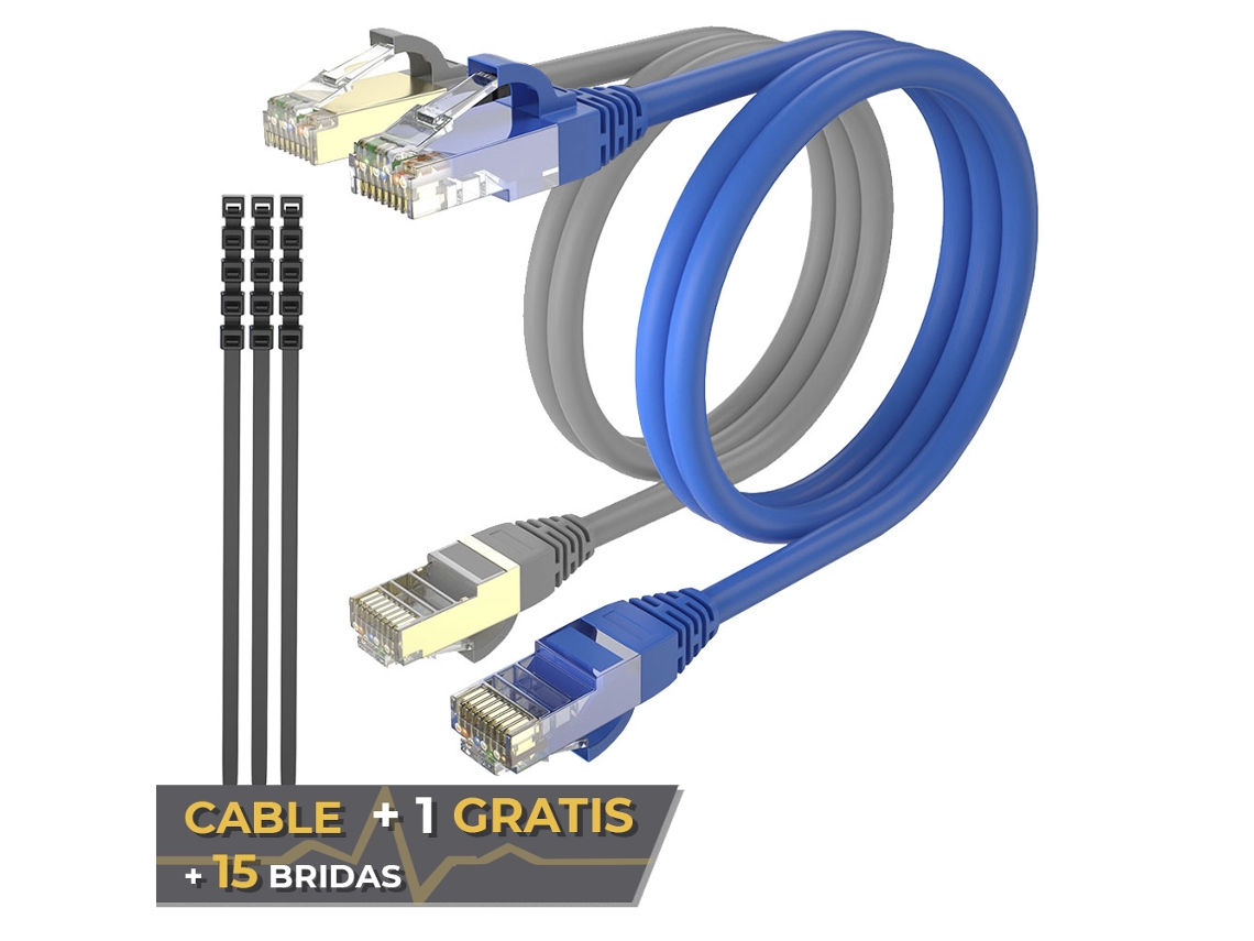 Cabo Ethernet Cat7 Rj45 24Awg 3M + 15 Bridas Frecuencia Hasta 1000 Mhz ...