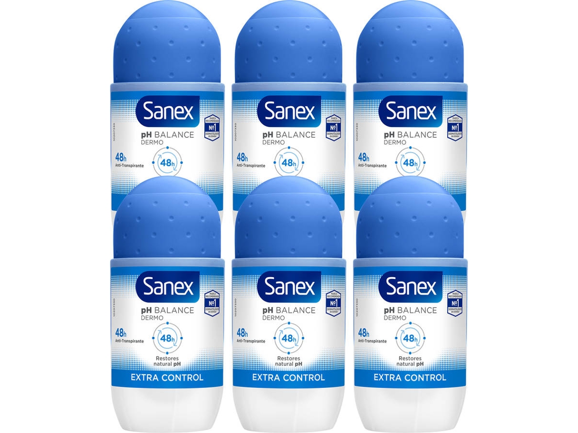Desodorizante Roll On SANEX Dermo Extra Control 48H (6 x 50 ml) | Worten.pt