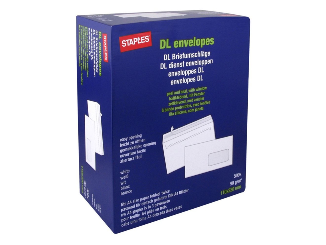 Envelope Comercial STAPLES International DL Internacional DL 110 x 220 ...